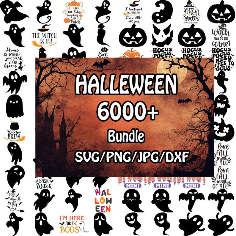 6,000halloween Clip Art,ghost Png Bundle,pumpkin Svg,witch Svg,retro ...