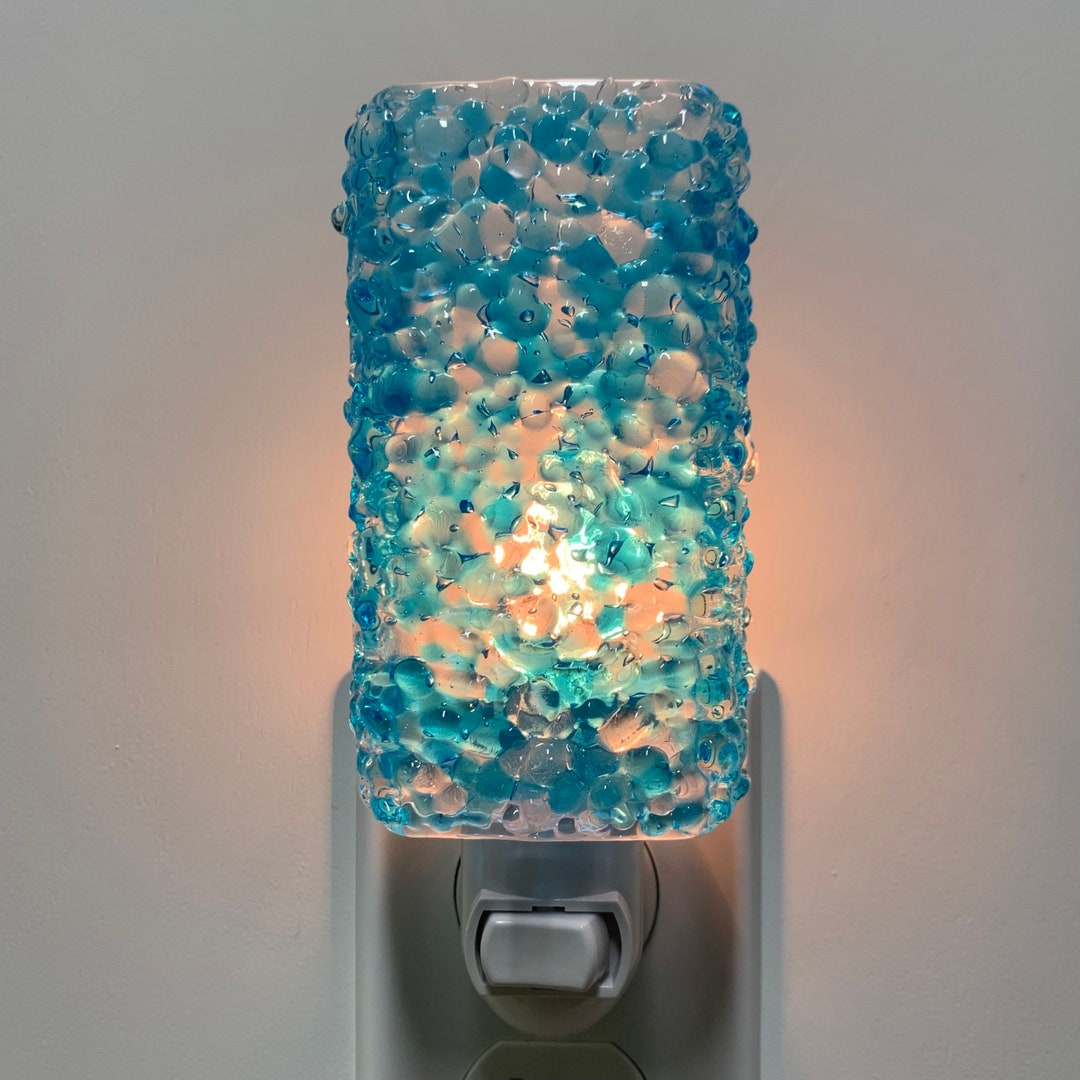 Glass Night Light - Sky Blue Fused Glass Kitchen Bedroom or Bathroom ...