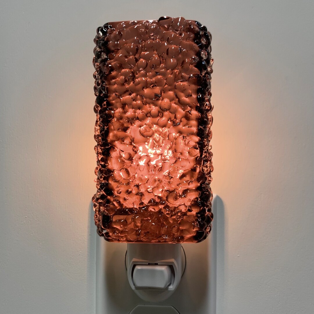 Glass Night Light Light Red Violet Mauve Fused Glass Kitchen Bedroom or ...