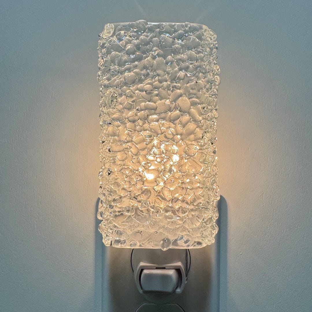 Glass Night Light Clear Fused Glass Handmade Kitchen Bedroom or ...
