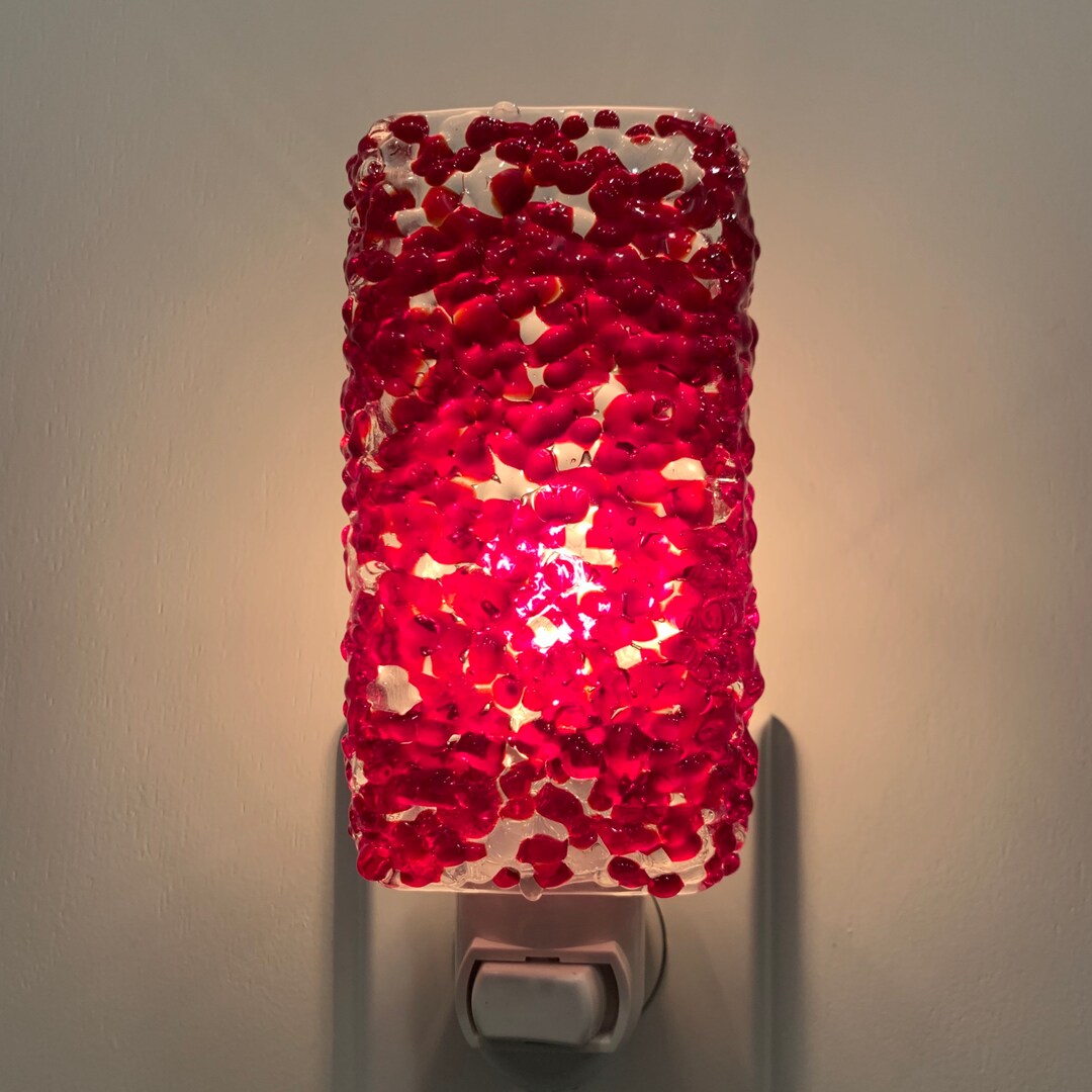 Glass Night Light - Ruby Red Fused Glass Kitchen, Bedroom, Bathroom or ...
