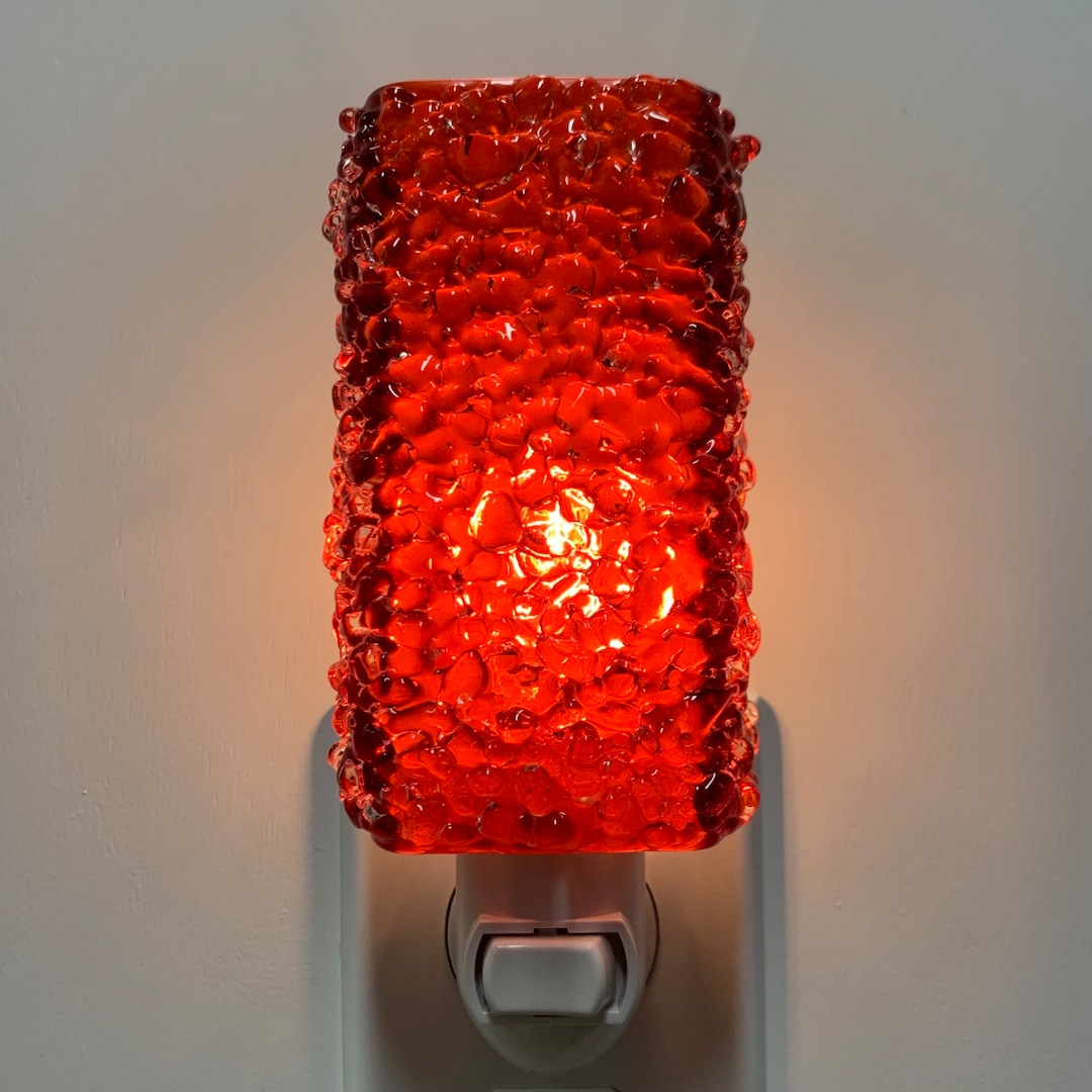 Glass Night Light - Orange Fused Glass Kitchen Bedroom or Bathroom ...