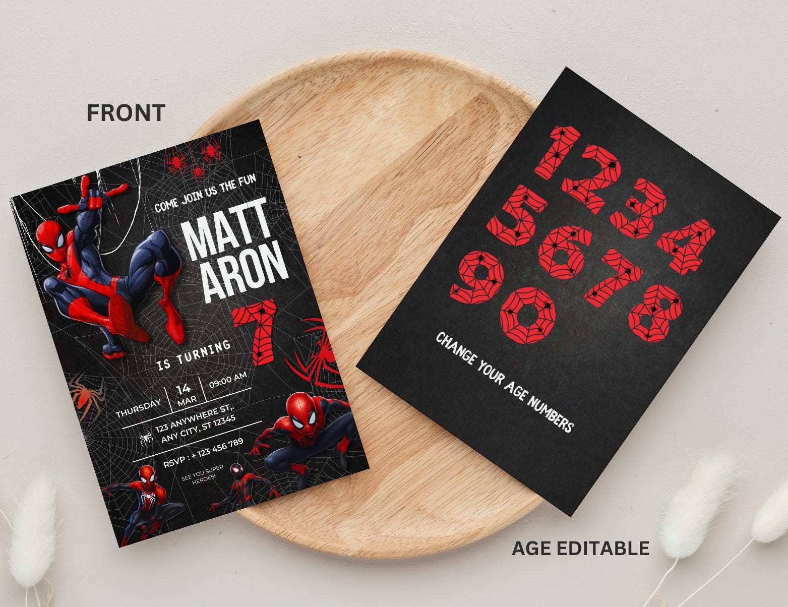 Black Spiderman Kids Editable Birthday Invitation Spiderman Digital and ...