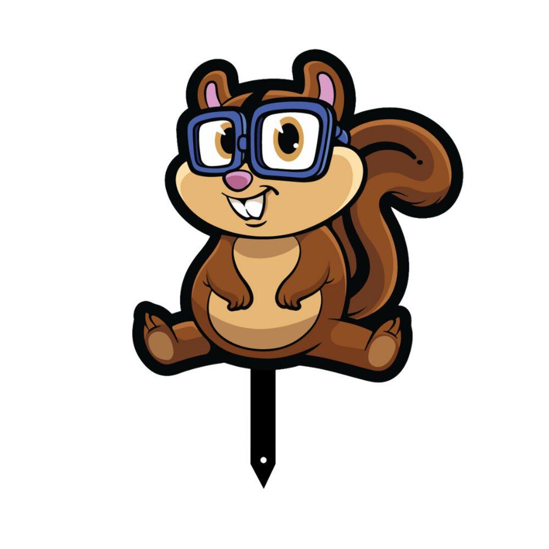 Chipmunk With Glasses Garden Outdoor Metal Art Stakes 7"x6 ...
