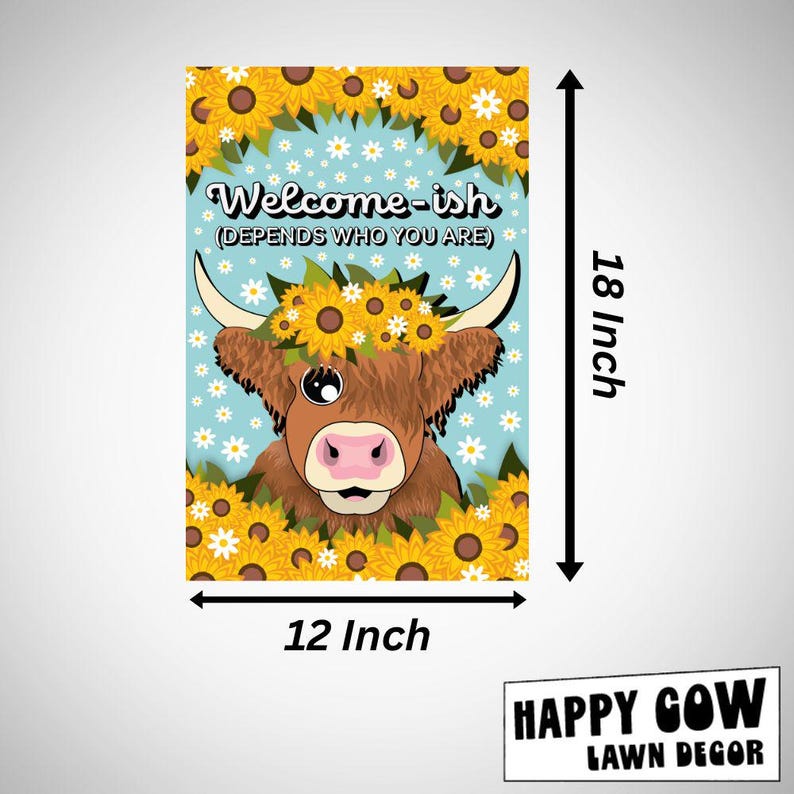 Welcome-ish Cow Double-sided Garden Flag12x18 Fall Yard Decor, Outdoor ...