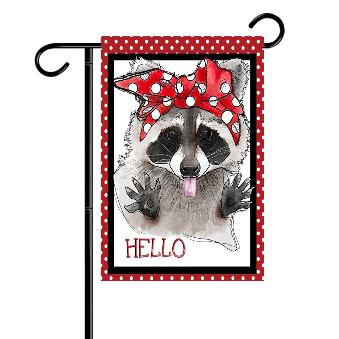 Hello Raccoon Double-sided Garden Flag 12x18 Fall Yard Decor, Outdoor ...