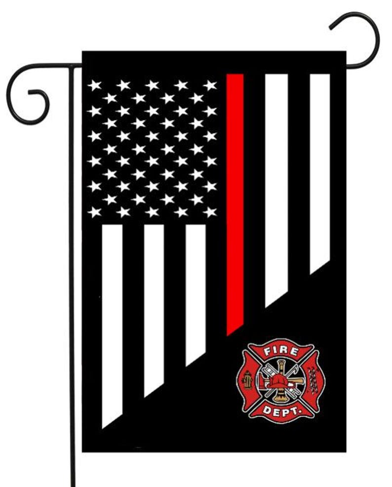 Fire Dept Red Stripe With Emblem Garden Flag #G1503 - Etsy