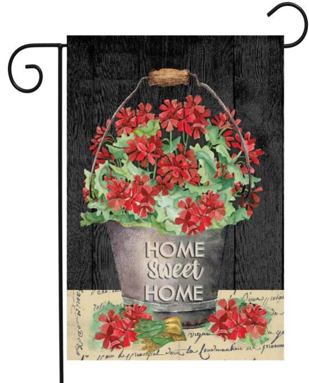 Red Geraniums in Old Bucket Garden Flag #G2432 - Etsy