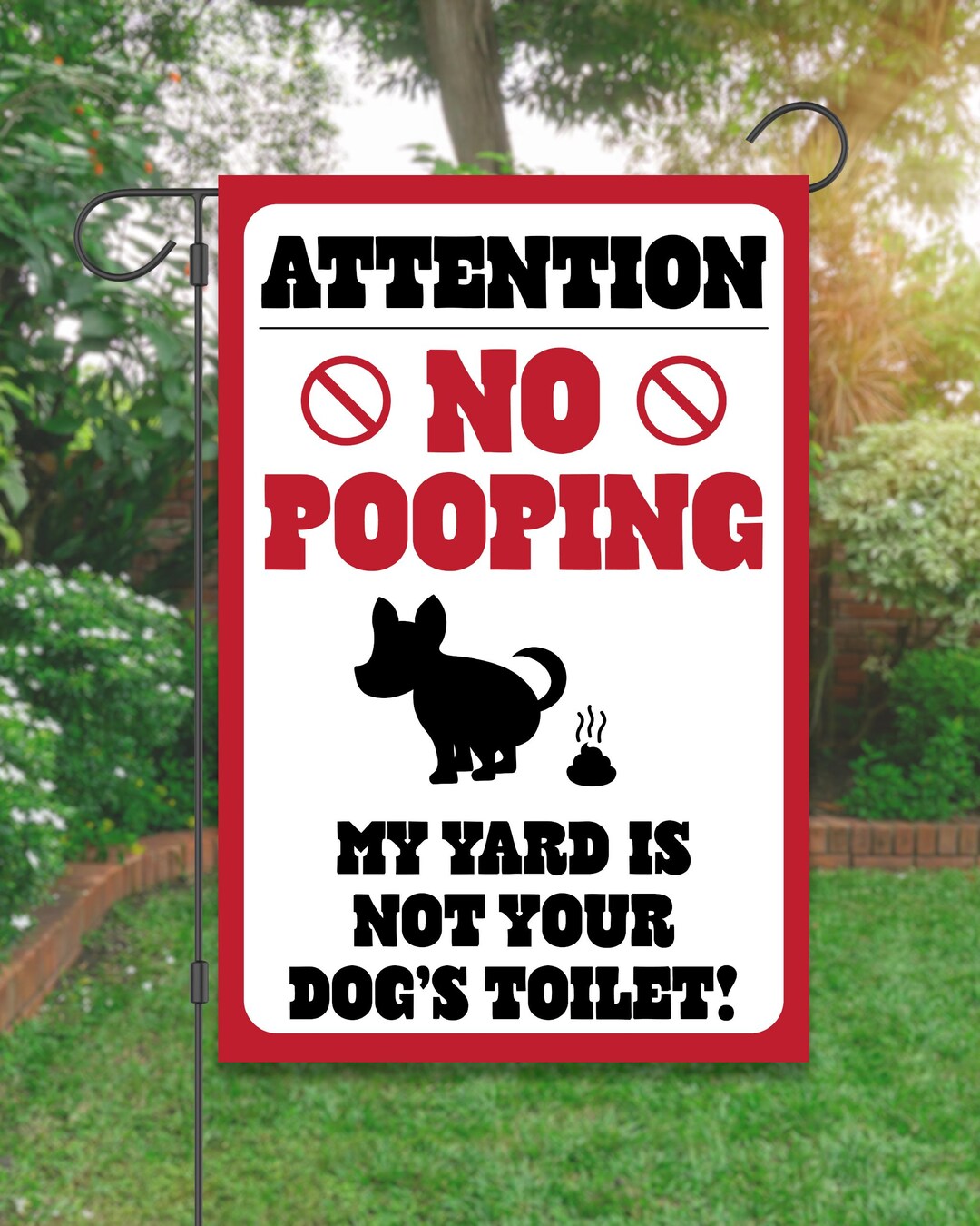 No Pooping Dog Yard Toilet Garden Flag #G2545-1 ~ 12x18 ~ Double Sided ...