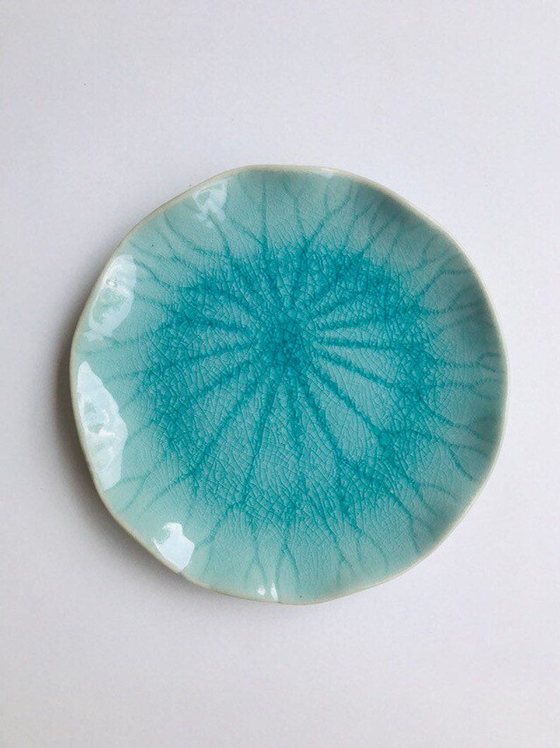 Ceramic Plate Ceramic Light Blue Lotus Ceramic Dish - Etsy Canada