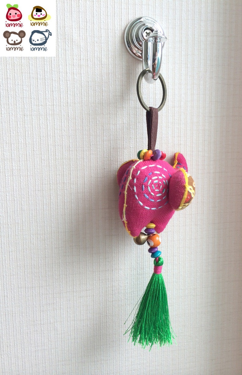 Elephant Keychain Pink Elephant Key Chain Fabric Elephant - Etsy