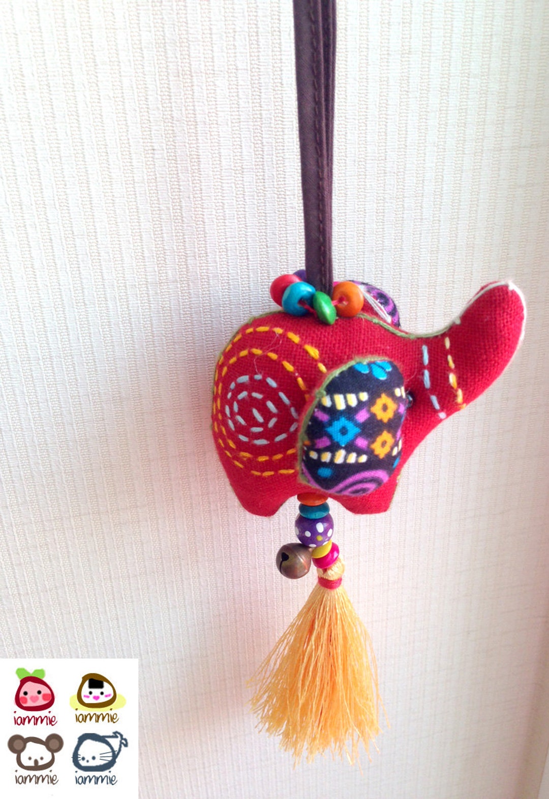 Elephant Keychain, Xmas, Elephant Key Chain, Red, Fabric Elephant ...