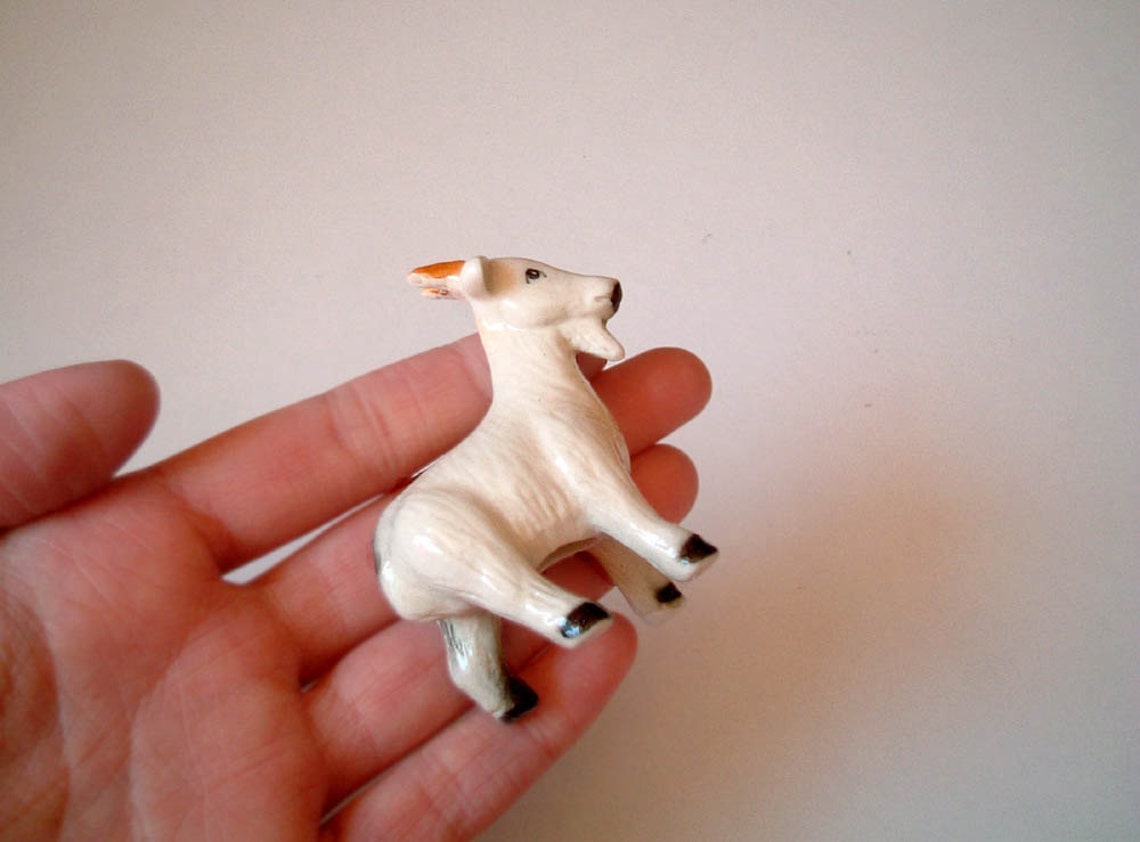 Little White Ceramic Goat: Vintage Style Mini Animal Ceramic - Etsy
