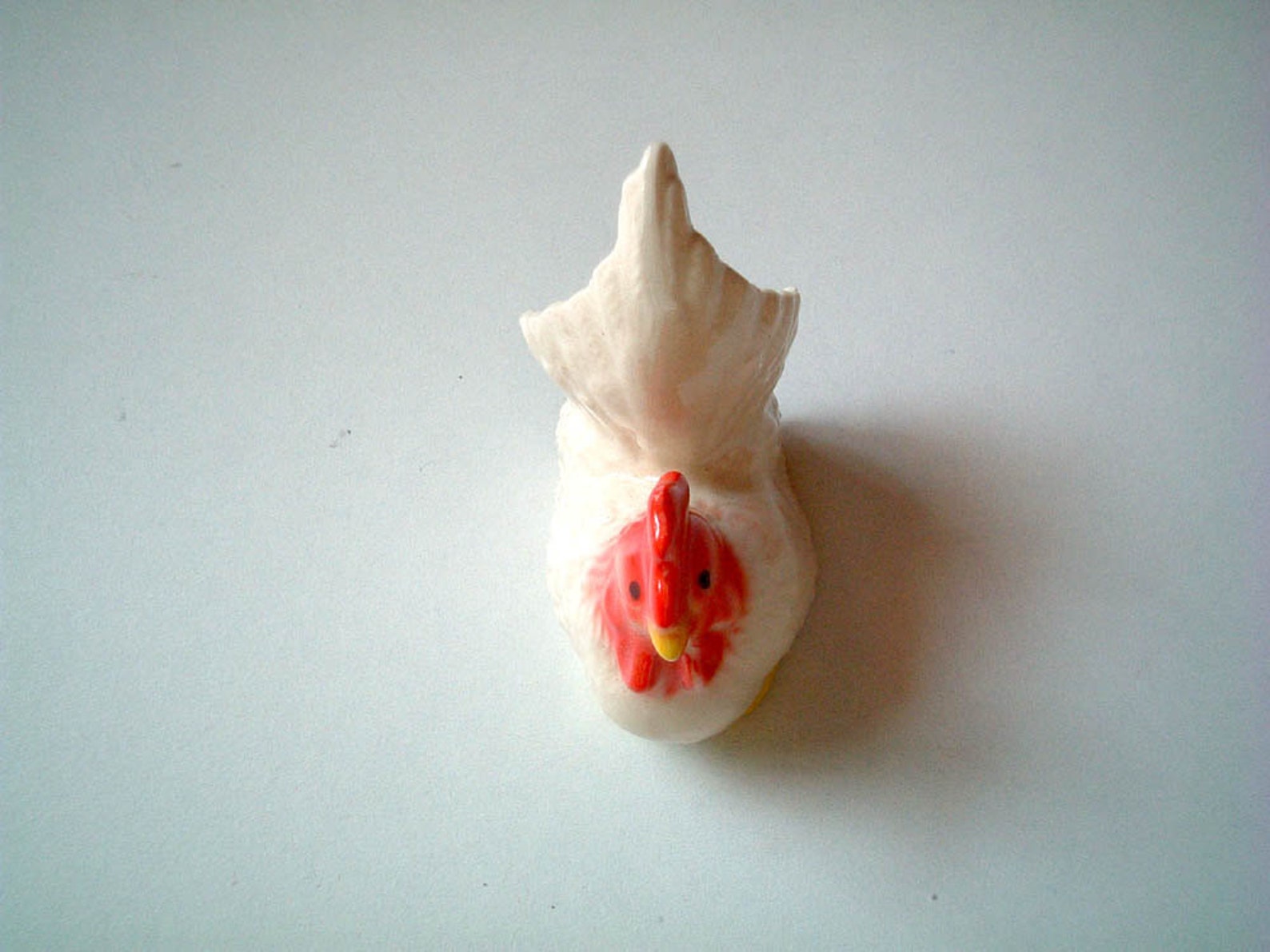 Miniature White Ceramic Chicken: Farmhouse Decor, Tiny Animal Figurine ...