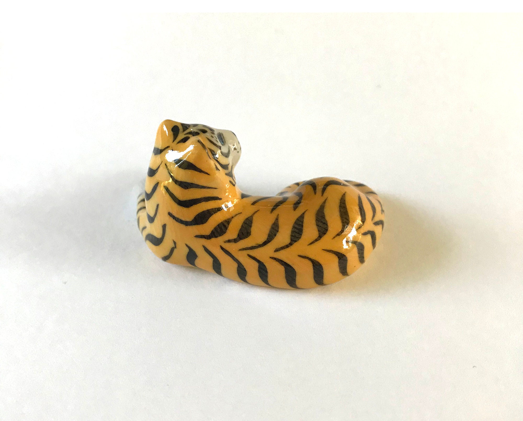 Tiger Ceramic Figure Figurine Mini Animal Ceramic Animal - Etsy