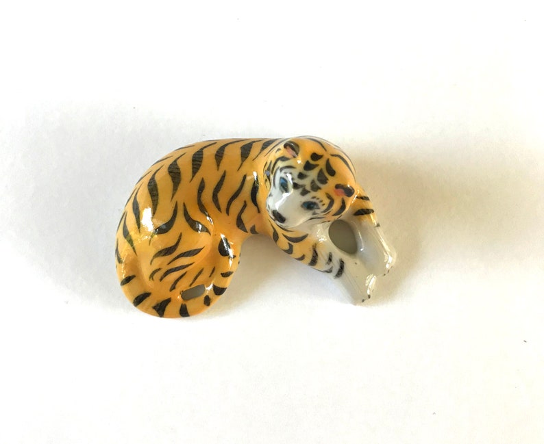 Tiger Ceramic Figure Figurine Mini Animal Ceramic Animal - Etsy