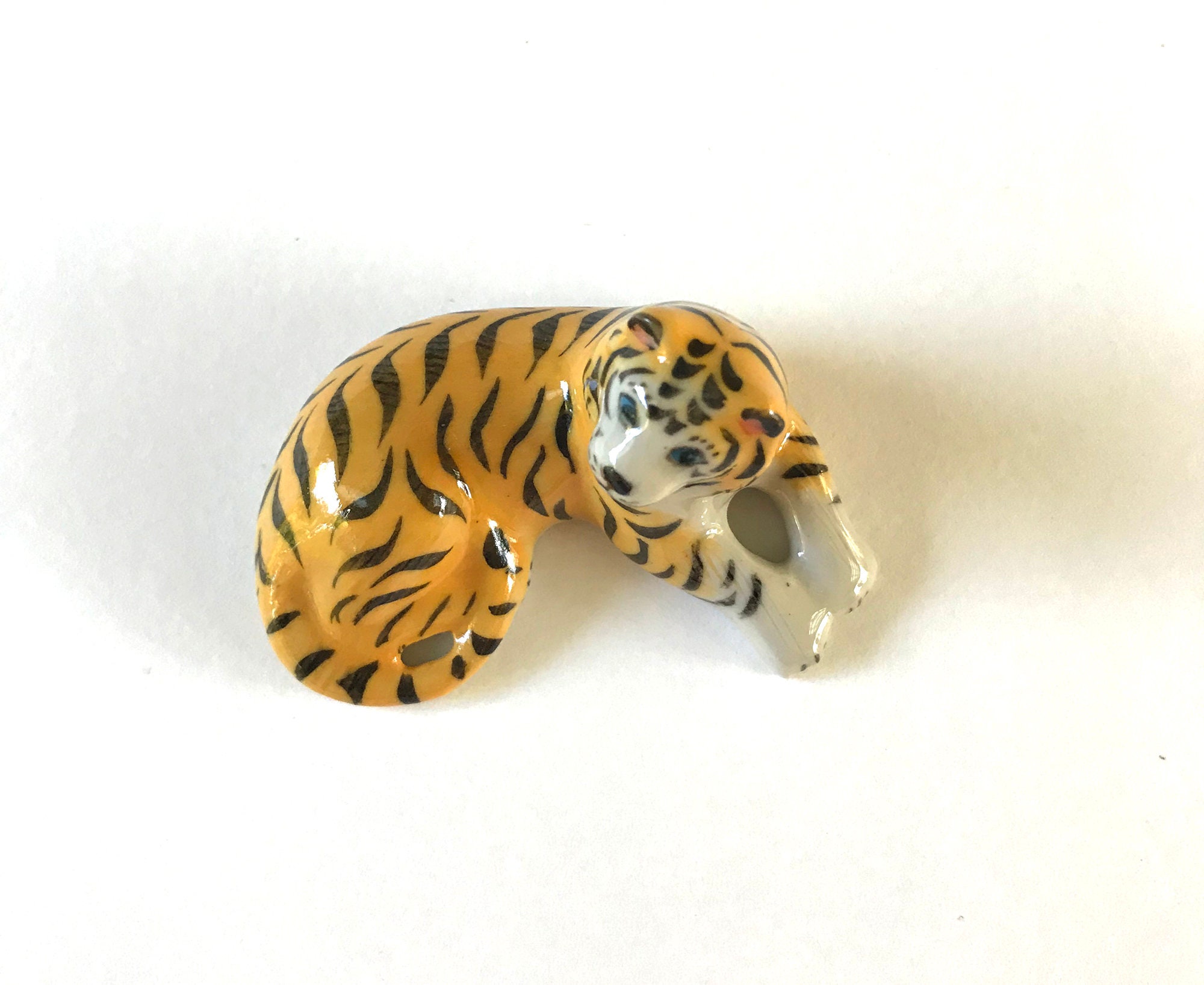 Tiger Ceramic Figure Figurine Mini Animal Ceramic Animal - Etsy