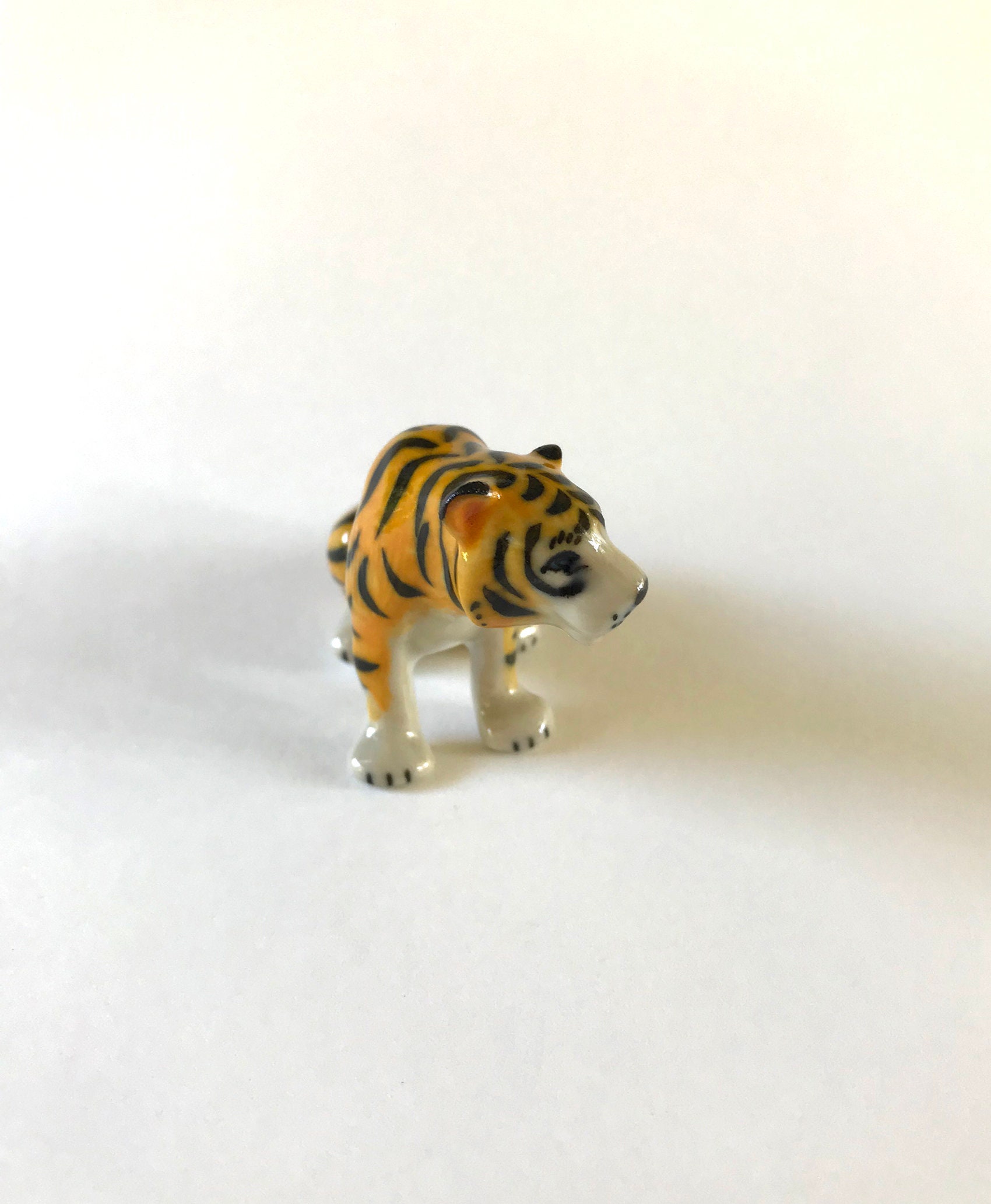 Tiger Ceramic Figure Figurine Mini Animal Ceramic Animal | Etsy