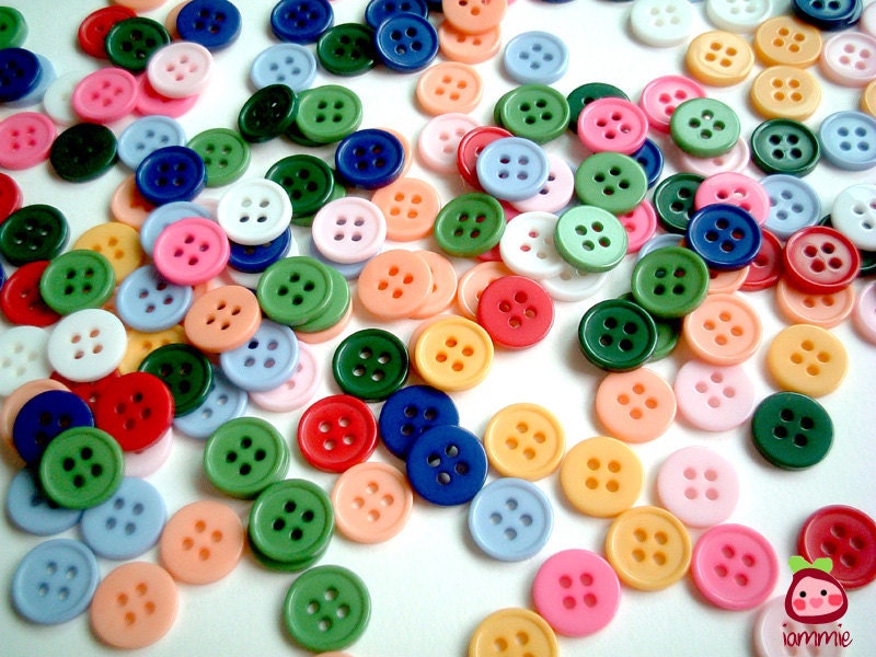 Assorted Plastic Button colorful tiny small blue red | Etsy