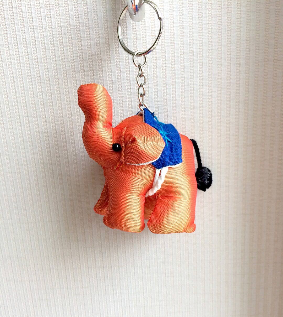 Elephant Keychain, Orange Elephant Key Chain, Fabric Elephant, Fabric ...