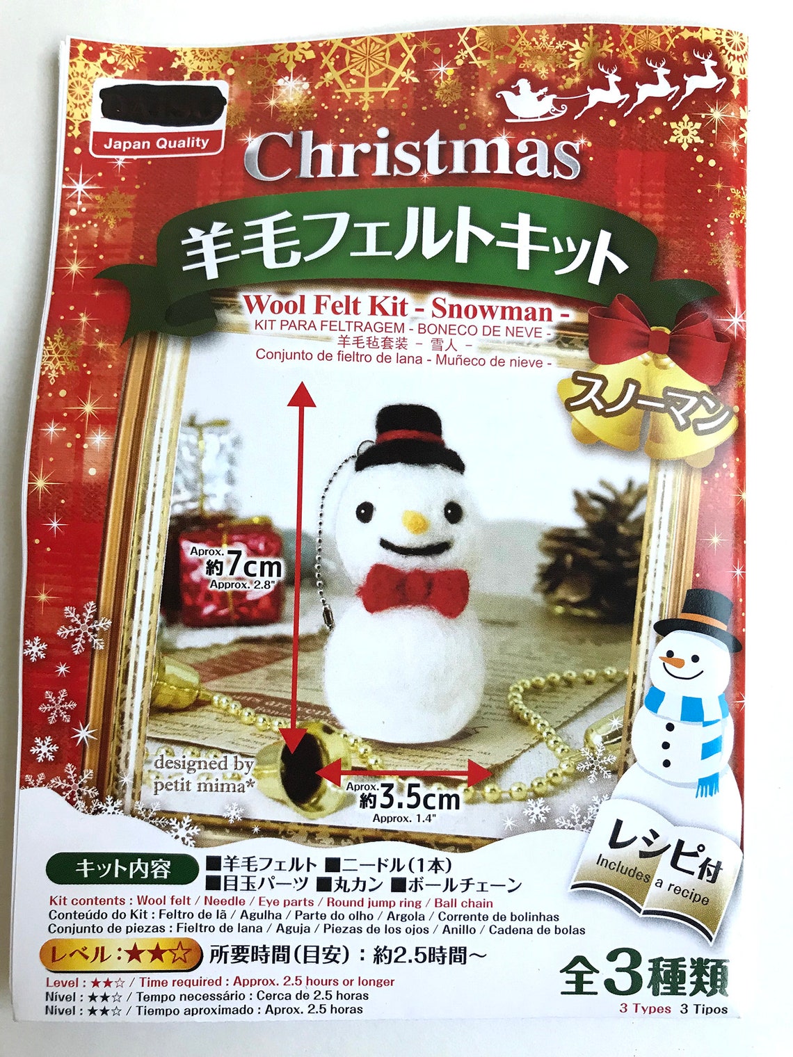 Snowman Needle Felt Kit Felt DIY Needle Felting Doll - Etsy