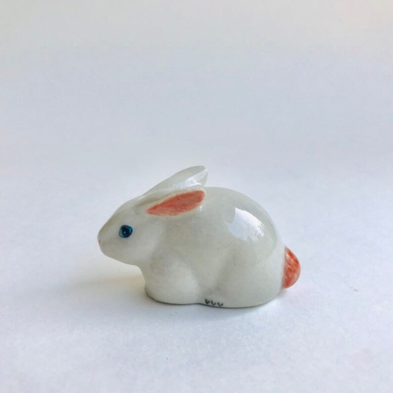 White Rabbit Figure Ceramic Rabbit Bunny Figure Miniature | Etsy