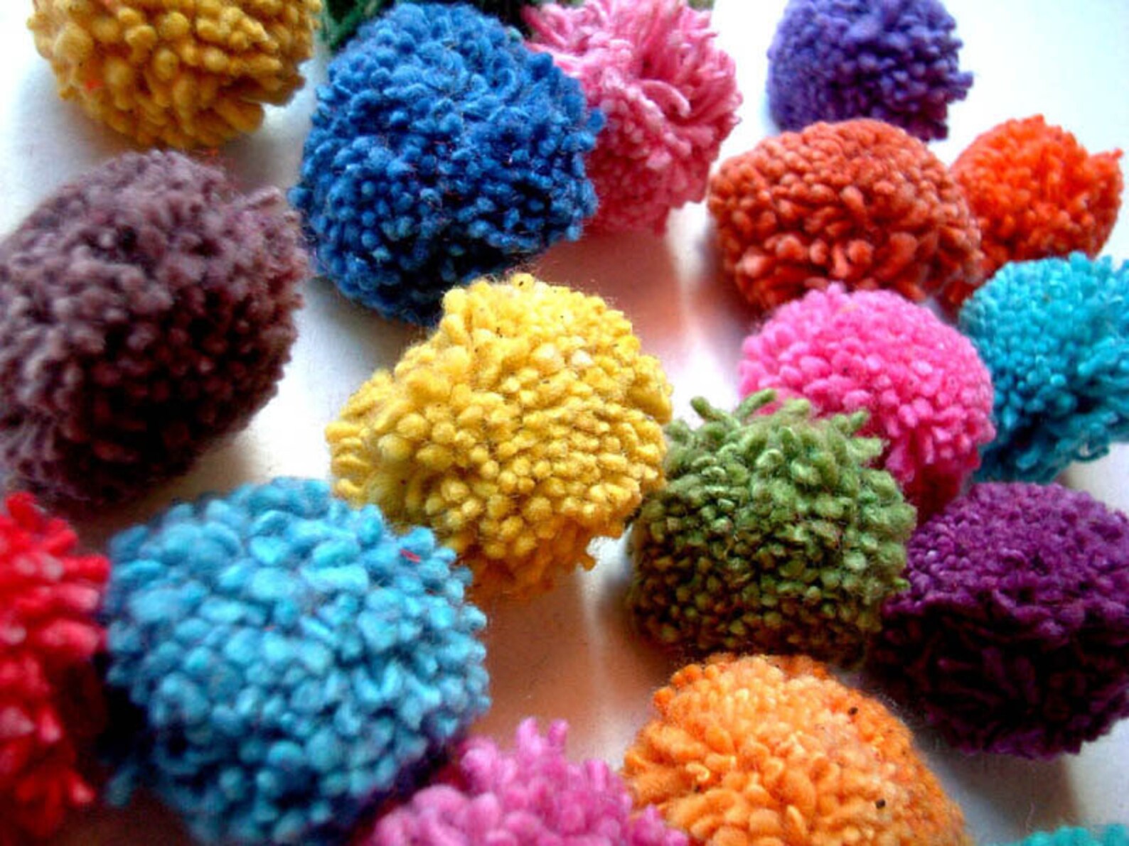 Rainbow Party Pom Poms Yarn Pom Pom Cotton Yarn Balls - Etsy