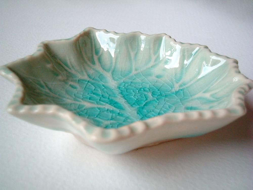 Light Blue Maple Leaf Ceramic Plate: Ceramic Plate, Sauce Dish, Oil ...