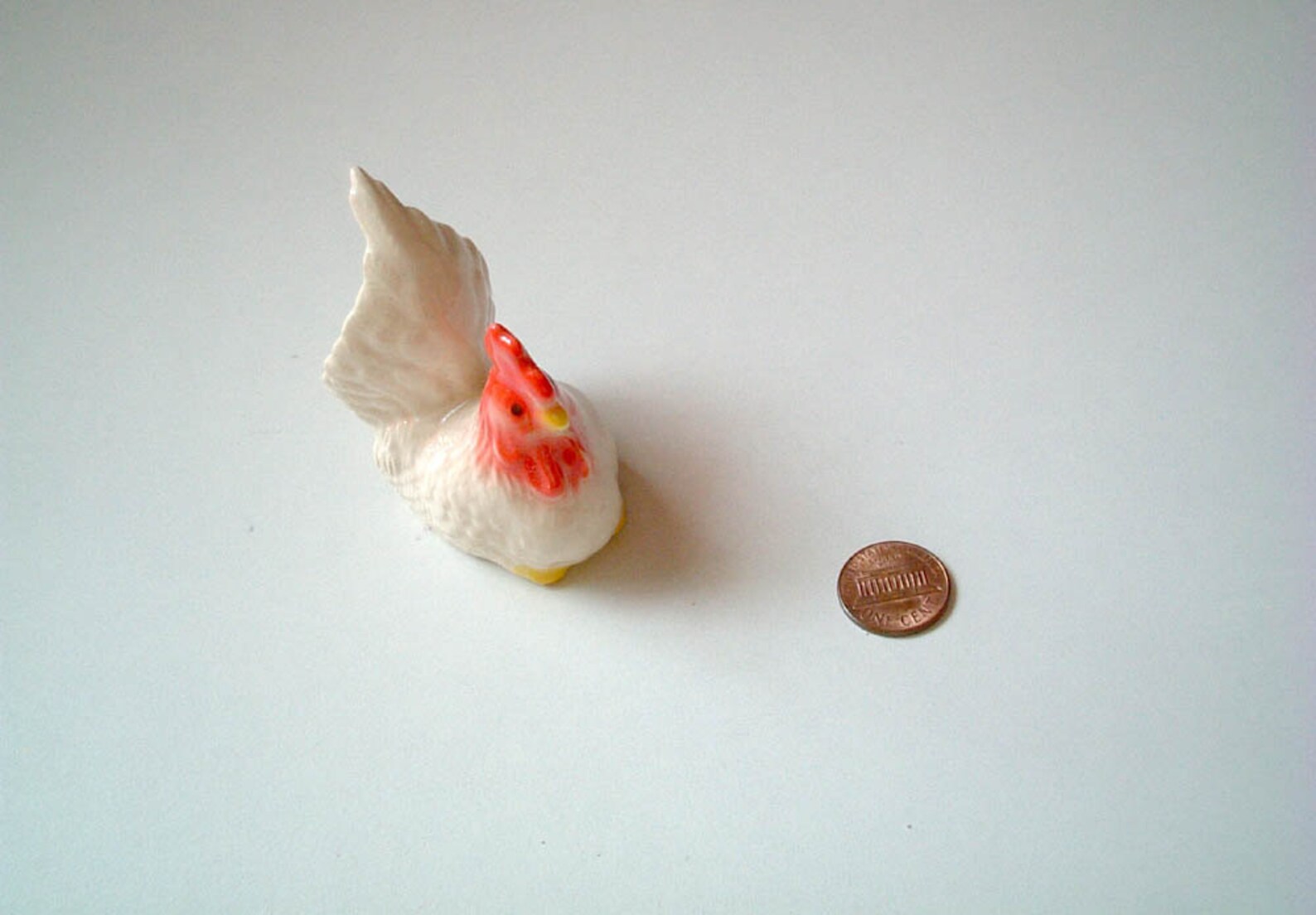 Miniature White Ceramic Chicken: Farmhouse Decor, Tiny Animal Figurine ...