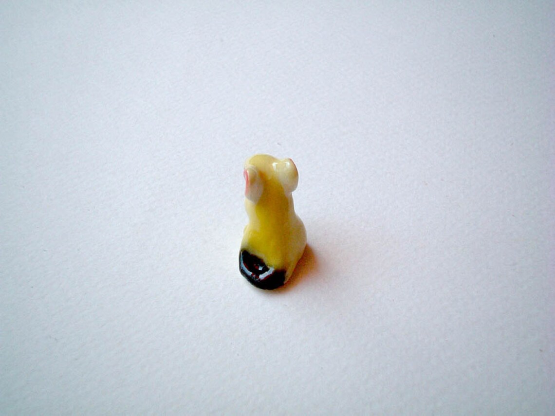 Miniature Mouse Figurine, Yellow, Ceramic Animal, Little Animal, Tiny ...