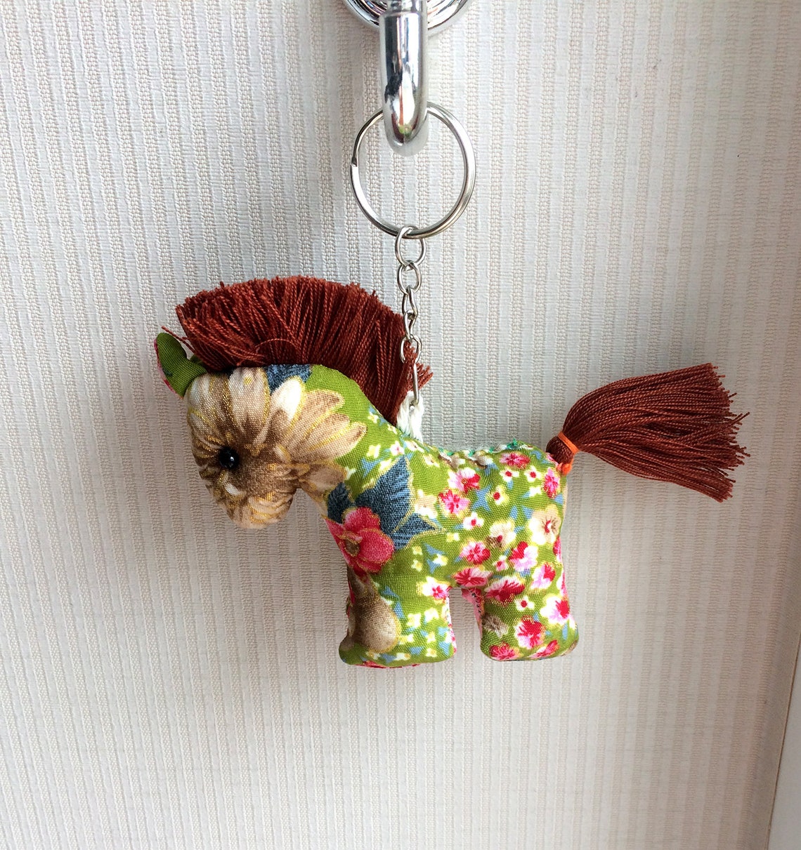 Horse Keychain Pony Green Key Chain Fabric Horse Little | Etsy