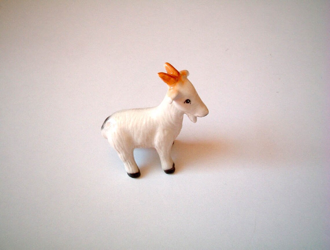 Little White Ceramic Goat: Vintage Style Mini Animal Ceramic - Etsy