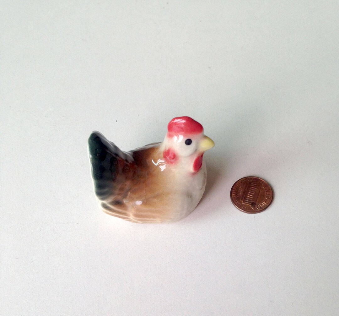 White, Brown, Green, Ceramic Chicken, Chicken Figurine, Hen, Rooster ...