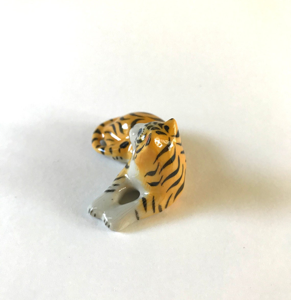 Tiger Ceramic Figure Figurine Mini Animal Ceramic Animal - Etsy