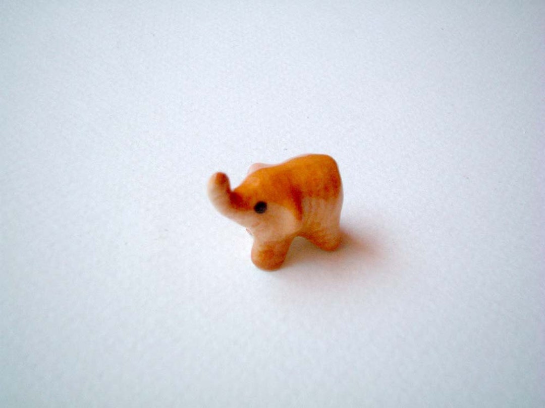 Miniature Brown Ceramic Elephant Figure, Mini, Ceramic Animal, Tiny ...