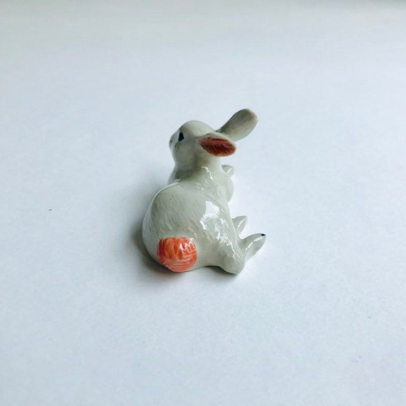 White Rabbit Figure, Ceramic Rabbit, Bunny Figure, Miniature Rabbit ...