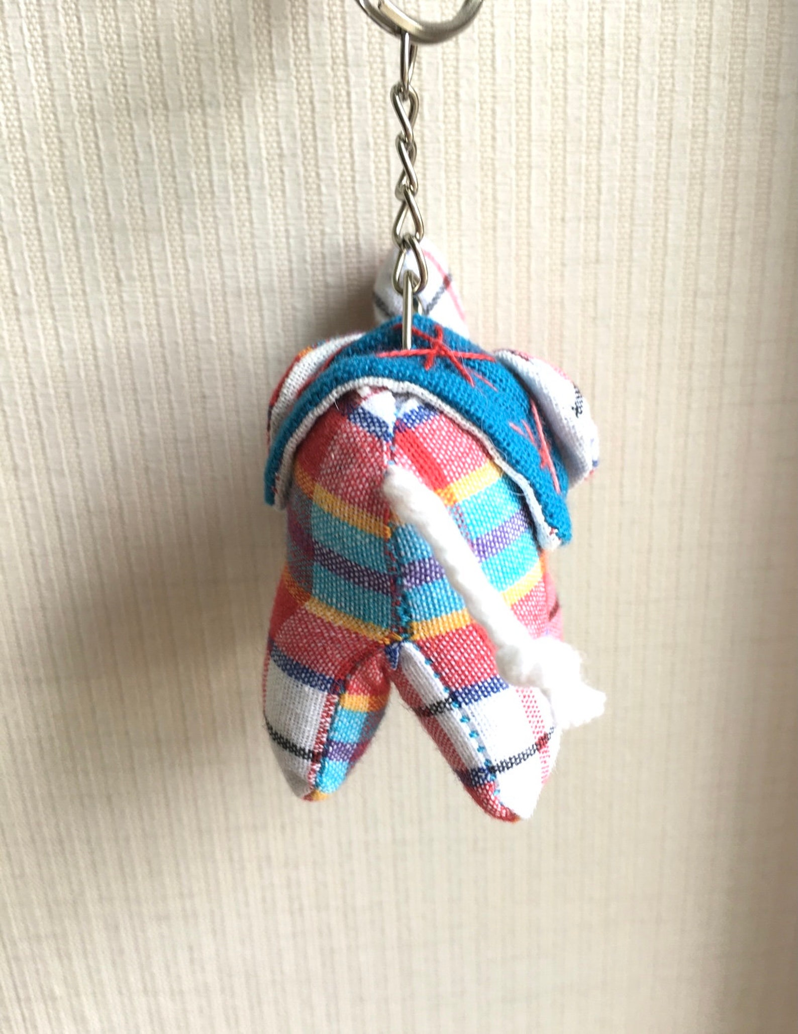 Elephant Keychain Plaid Blue Red Elephant Key Chain - Etsy