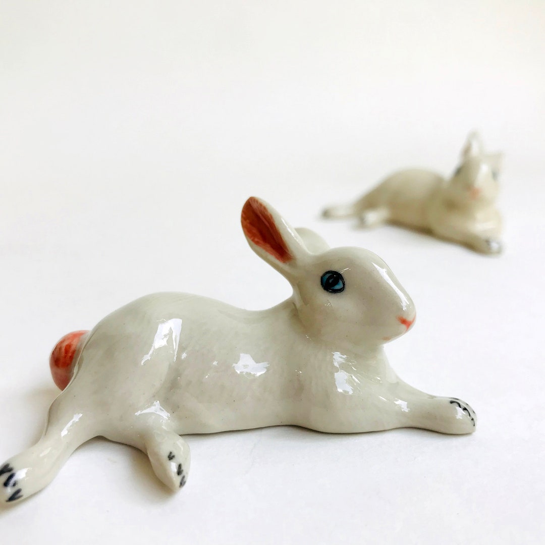 White Rabbit Figure Ceramic Rabbit Bunny Figure Miniature - Etsy