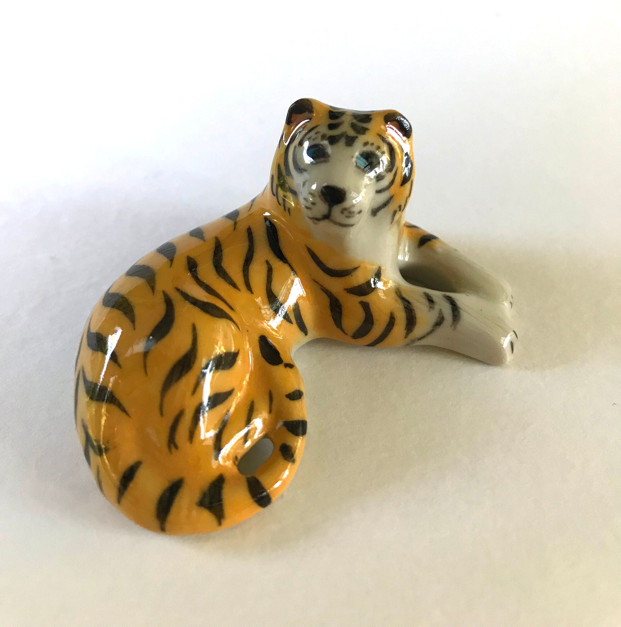 Tiger Ceramic Figure Figurine Mini Animal Ceramic Animal - Etsy