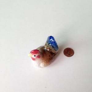 White, Brown, Blue, Ceramic Chicken, Chicken Figurine, Hen, Rooster ...