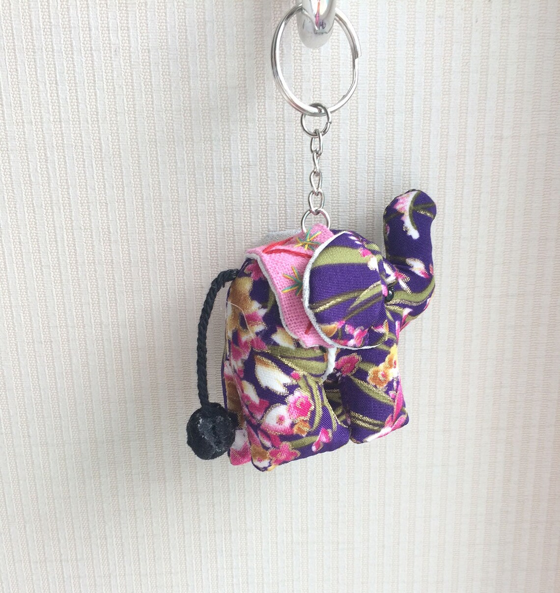 Elephant Keychain Purple Elephant Key Chain Fabric Elephant | Etsy