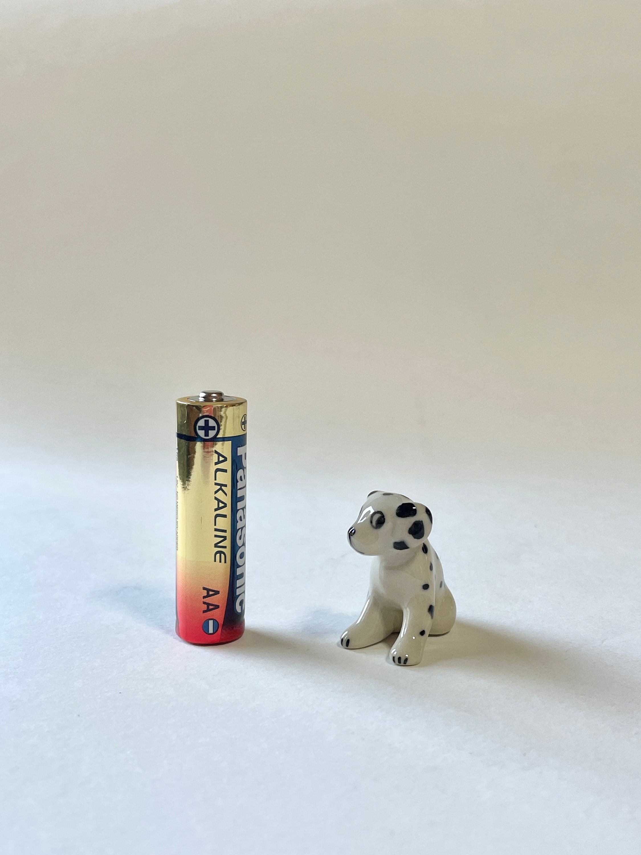 Dog Figure, White, Dalmatian, Black, Dot, Sitting, Puppy Figurine ...