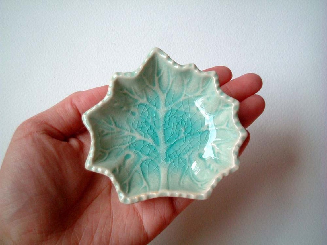Light Blue Maple Leaf Ceramic Plate: Ceramic Plate, Sauce Dish, Oil ...