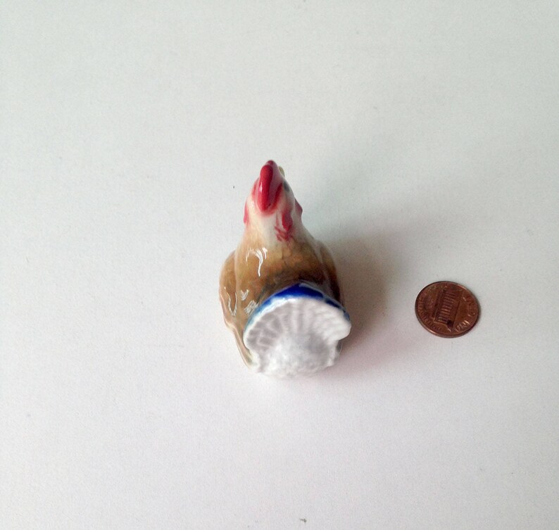 White Brown Blue Ceramic Chicken Chicken Figurine Hen - Etsy