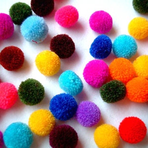 Mini Assorted Yarn Pom Poms: Handmade, Beads, Buttons, Sweets, Yarn ...