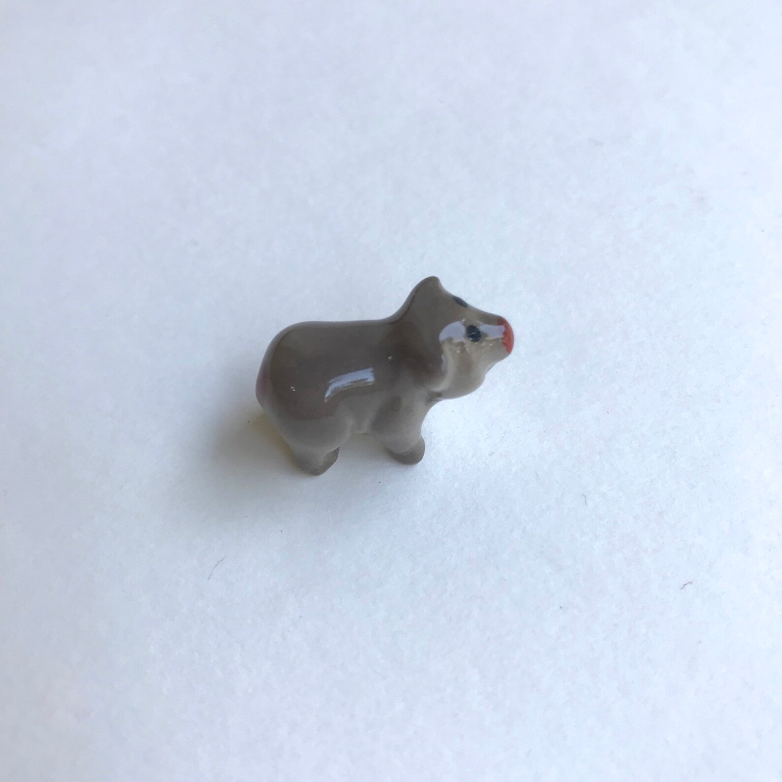 Miniature Ceramic Pig Figurine, Pig Figure, Babe, Grey, Gray, Cute ...