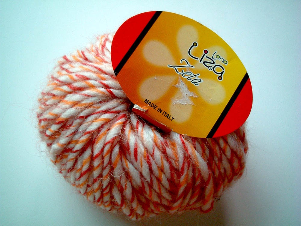 Yarn Red White Orange Wool Acrylic Alpaca Spiral Yarn - Etsy