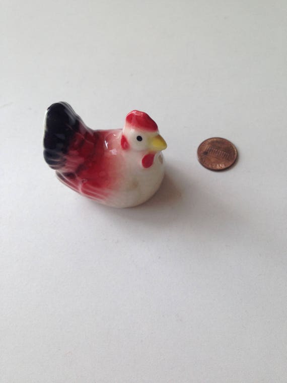 White Red Black Ceramic Chicken Chicken Figurine Hen - Etsy