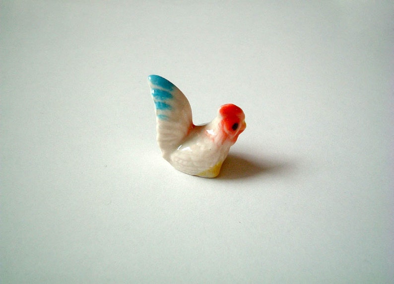 Little Ceramic Chicken Figure Miniature Chicken White With - Etsy