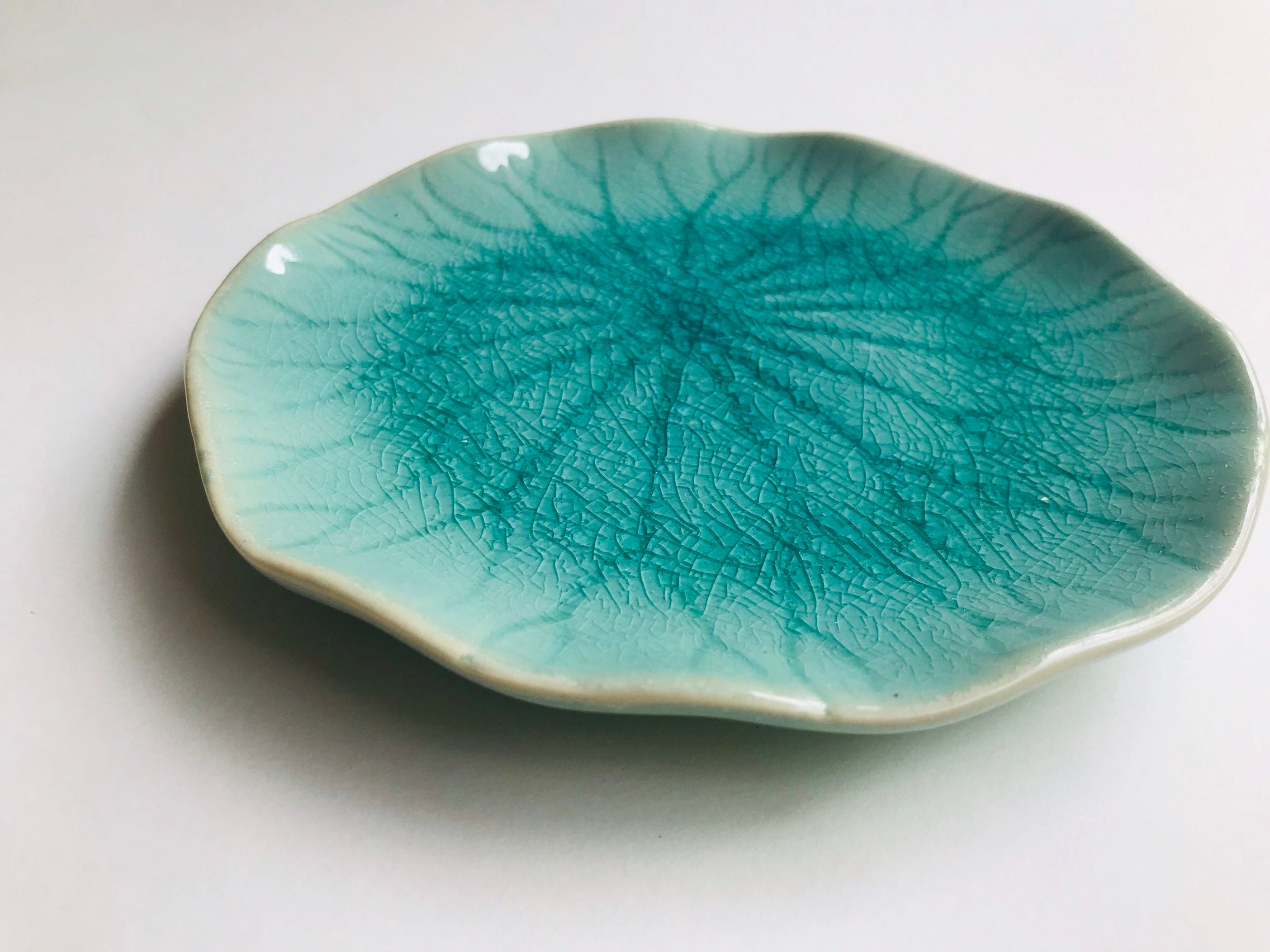 Ceramic Plate Ceramic Light Blue Lotus Ceramic Dish - Etsy Canada